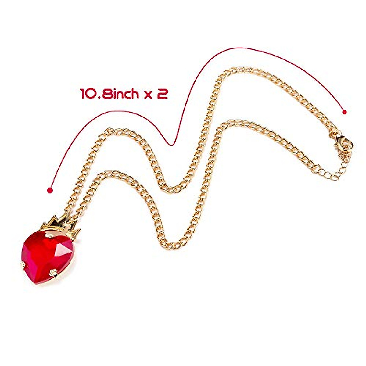 Necklace for Evie Costume Jewelry for Girls Halloween Dress Up Necklace For Evie Fans with Red Heart Glass Pendant