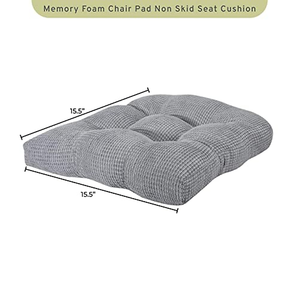 Arlee Non-Skid Memory Foam Chair Pads, 2 Count (Pack of 1), Alloy Gray