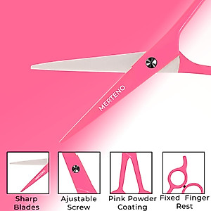 Professional Hair Cutting Scissors 6.5 inch Extremely Very Sharp Right-Hand Razor Edge Barber Scissors for Men and Women, Hair Cutting Shears Made of 420c Stainless Steel (Hot Pink)