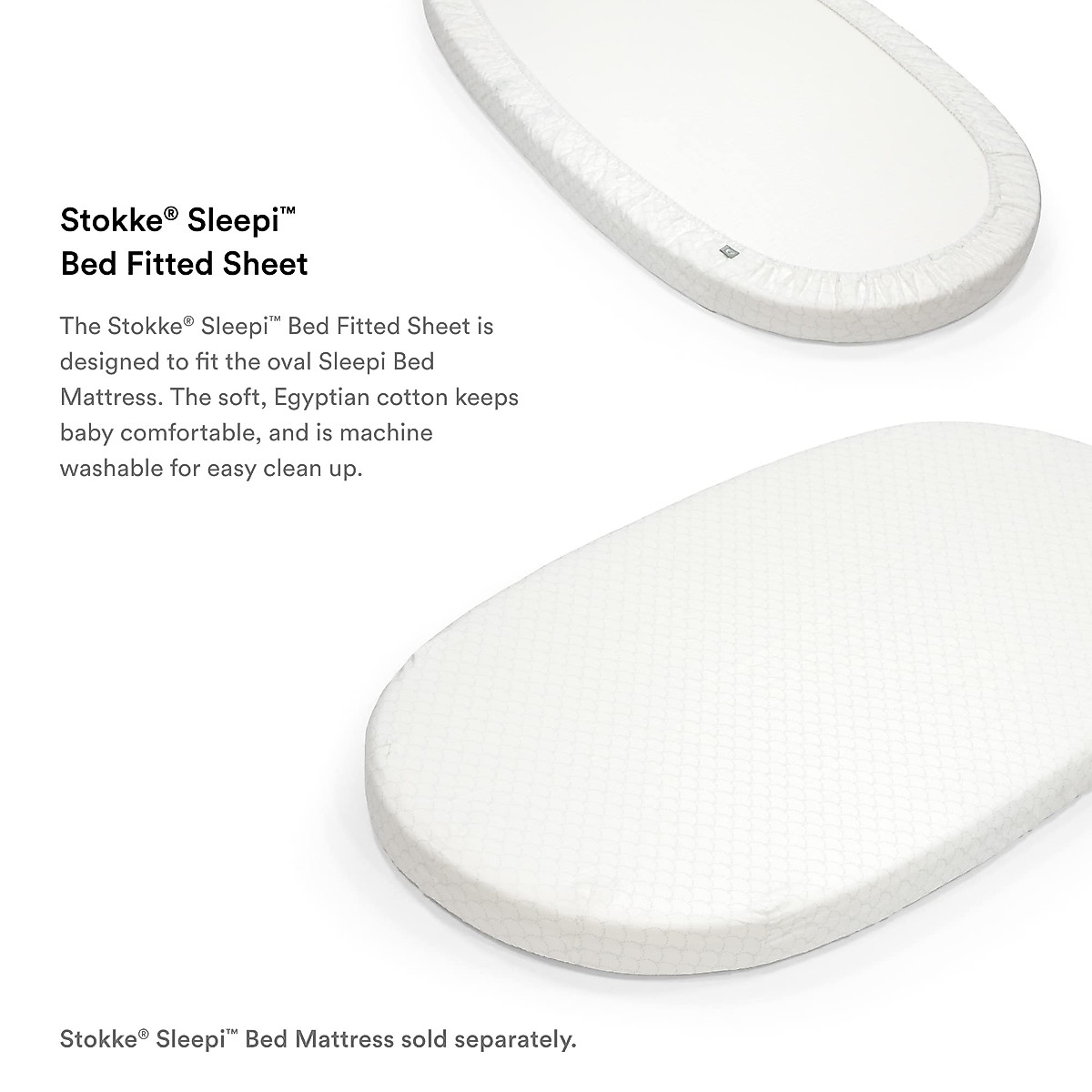 Stokke Sleepi Fitted Sheet, Fans Grey - Soft Sheets for Sweet Dreams - Made for Stokke Sleepi Crib/Bed - 100% Fine Cotton Percale - Washable