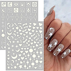 Butterfly Nail Art Stickers 3D Luminous Nail Art Supplies Self Adhesive Nail Decals Flame Star Moon Heart Designer Nail Stickers for Women Acrylic Nails Design Manicure Art Decorations 6 Sheets