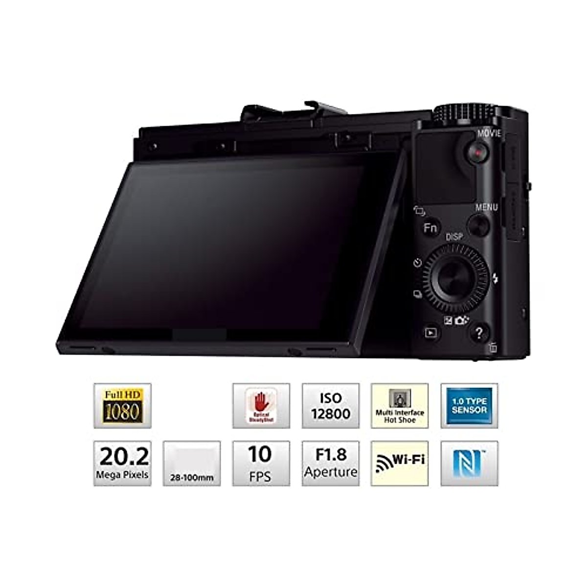 Camera RX100 II 20.2 MP Premium Compact Digital Camera W/ 1-inch Sensor, MI (Multi-Interface) Shoe and Tilt LCD Screen Digital Camera