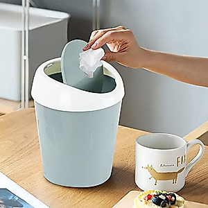 SITAKE 3 Pcs Plastic Mini Wastebasket Trash Can with 180 Trash Bags, Tiny Desktop Waste Garbage Bin with Swing Lid for Home, Office, Kitchen, Vanity Tabletop, Bedroom, Bathroom (Blue + Green + Pink)