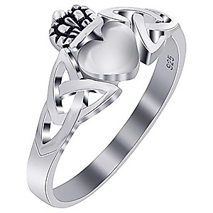 925 Sterling Silver Celtic Knot Friendship and Love Heart Irish Claddagh Ring for Women Size 6