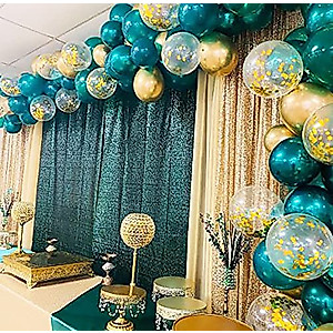 Teal Gold Balloons Teal Gold Party Decorations of 15pcs for Teal Gold Birthday Decorations Women/Teal Gold Bridal Shower Decorations/Teal Gold Wedding Decorations