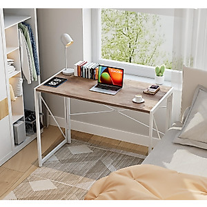 Coavas 39.4 inch Folding Desk No Assembly Required, Writing Computer Desk Space Saving Foldable Table Simple Home Office Desk, Oak