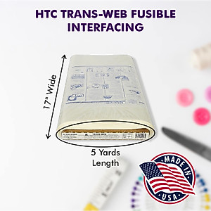 Superpunch Trans-Web Fusible Web HTC4000-7 - 17'' Wide, Clear Lightweight Fusible Interfacing for Accurate Tracing & Machine Washable- Iron on Applique, 100% Polyamide Web, Sold in 5 Yard, Made In USA