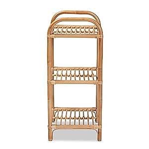 Bali & pari Barras Modern Bohemian Natural Rattan 3-Tier Display Shelf