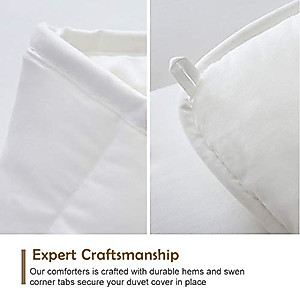 DWR 100% Cotton Covered Lightweight Down Alternative Comforter, Ultra-Soft Skin-Friendly Cloud Breathable Eucalyptus Microfiber Duvet Insert for Warm Sleeper (King, White)