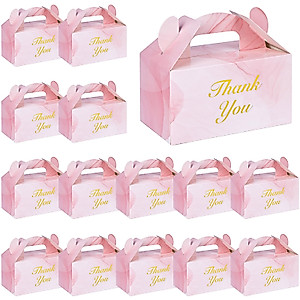 VGOODALL 16PCS Party Favor Boxes, Mini Pink Gable Boxes Marbleized Gift Boxes Thank You Gift Boxes Treat Boxes for Birthday Wedding Party Bridal Shower, 6×3.5×3.4 Inch