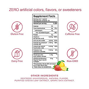 HydraLyte Electrolytes Plus Collagen, Lightly Sparkling Strawberry Lemonade VERISOL Collagen Powder Packets - Clinical Daily Dose of High Grade Collagen with Vitamin C and Zinc (8oz Serving, 12 Count)