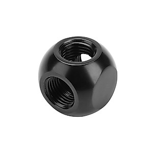 Pomya Computer Water Cooling Spherical 3 Way T-Type Connector G1/4 Threaded Adapter Black, Silver for PC Water Cooling Application(Black)