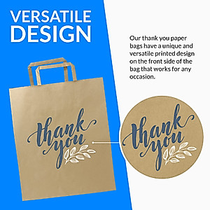 Reli. Brown Paper Bags w/Handles | 100 Pcs Bulk | 10"x6.75"x12" | Paper Thank You Bags | Printed Kraft Paper Bags, Shopping Bags, to Go Bags, Thank You Gift Bags, Wedding |25% Larger Than 10"x 5"x13"