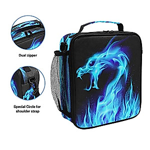 Fire Dragon Kids Lunch Bags for Girls Boys Insulated Lunch Box Thermal Lunchbox Tote Bag with Adjustable Strap Leakproof Durable Lunch Cooler for Children Women School Work