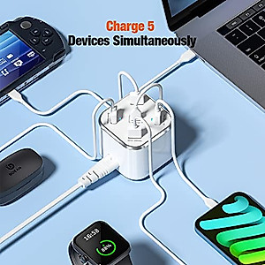 USB Charging Station Boean PD 65W 5-Port Desktop USB C Wall Charger Fast Wall Charger for MacBook Pro/Air iPad Pro iPhone 13/13 Mini/13 Pro/13 Pro Max/12, Nintendo Switch, Dell XPS 13, Galaxy and More