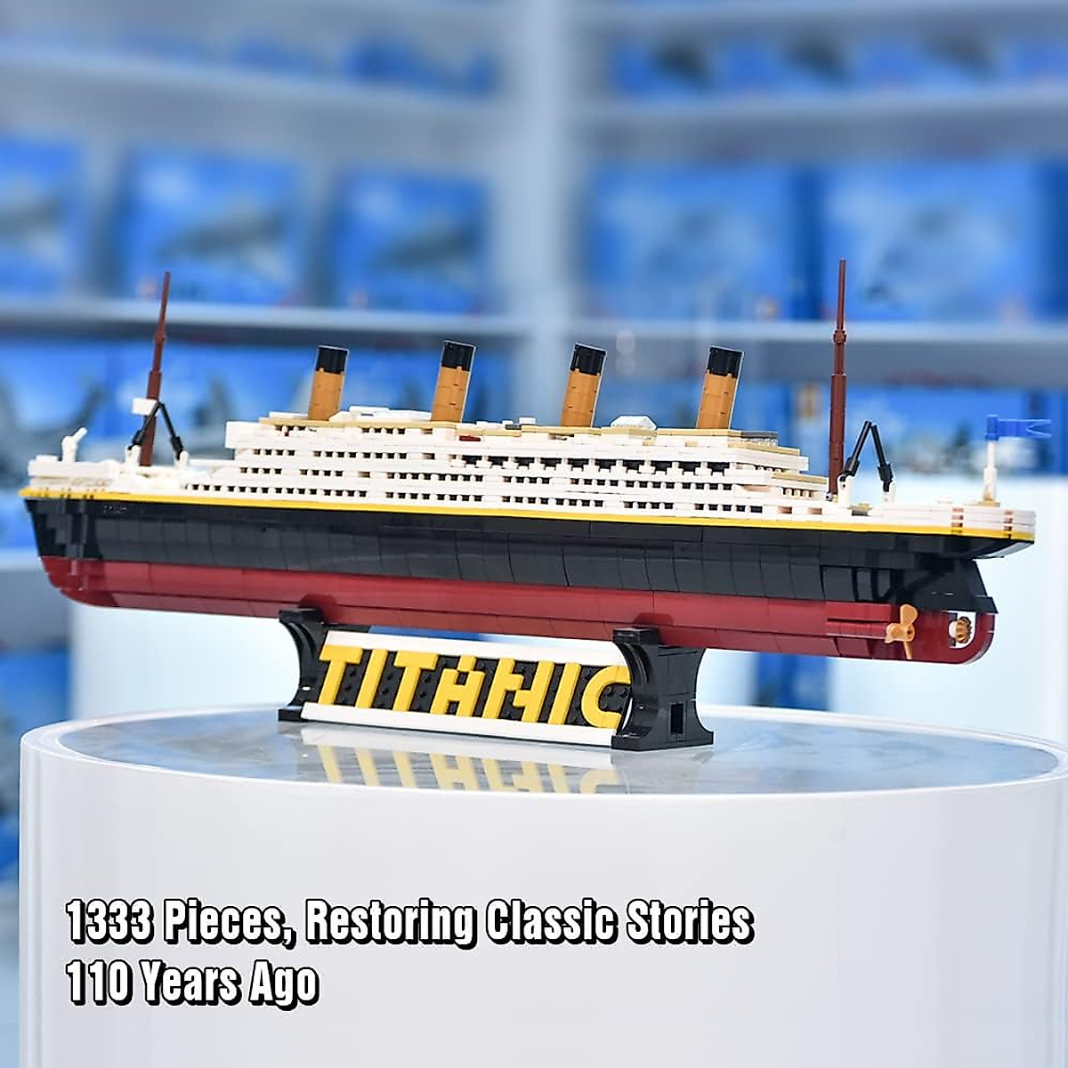 RiceBlock Large Titanic Model Building Block Kit, Home Alone Adults Challenging Huge Hard Titanic Cruise Ship Model Building Set Toys for Kids, 1333 Pieces