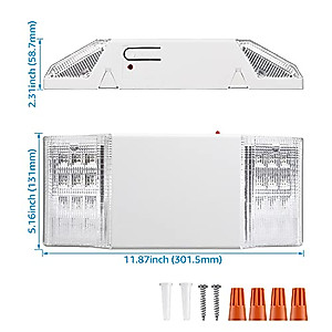 TORCHSTAR LED Emergency Lighting, Commercial Emergency Lights with Battery Backup, UL Listed, Two Heads, AC 120/277V, Hardwired Emergency Exit Light Fixture for Business, Home Power Failure, Pack of 2