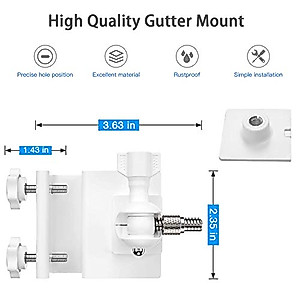 HOLACA Weatherproof Gutter Mount for Ring Solar Panel- Wall Mount Bracket Outdoor Mount Accessories for Ring Solar Panel (White)