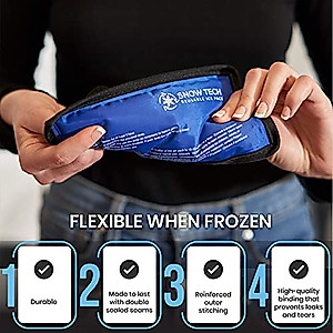 SnowTech Ice Packs for Injuries Reusable Gel (2 Pack w/Strap 10.5"x5.5") Flexible Hot & Cold Pack Compress Therapy for Injury, Swelling, Bruises, Surgery Hip, Shoulder, Elbow, Knee, Back, Arm, Neck