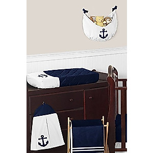 Sweet Jojo Designs Anchors Away Nautical Navy and White Boys Baby Bedding 11 Piece Crib Set