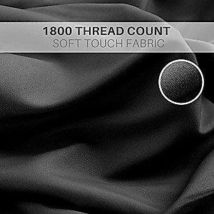 Queen Bed Sheet Set, 4pcs Bedding Sheets & Pillowcases, Soft Microfiber 1800 Thread Count 16" Deep Pocket Luxury Bed Sheets - Hypoallergenic, Wrinkle & Fade Resistant (Black)