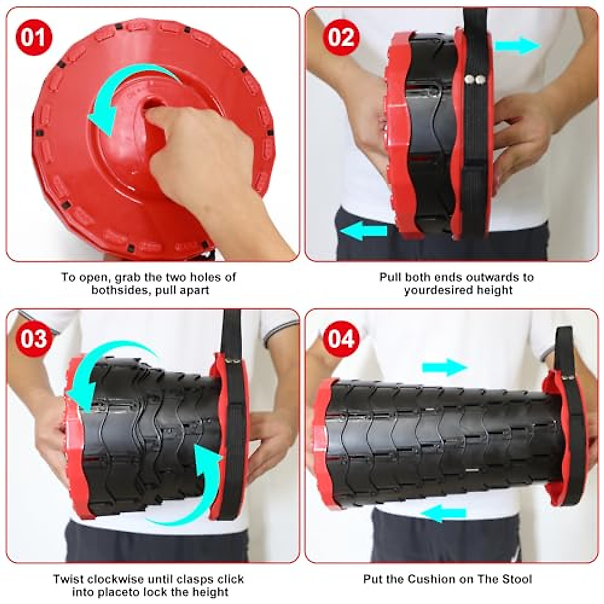 Aiuca Folding Camping Stool, Upgraded Portable Telescoping Stool, Lightweight Collapsible Stool with Elastic Seat Cushion& Adjustable Nylon Bag, Max Load 550lb for Camping Fishing Hiking Travel BBQ