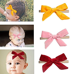 inSowni 15 Pack Solid Velvet Bow Super Stretchy Nylon Headbands Hairbands Accessories for Baby Girls Toddlers Newborns Infants Kids