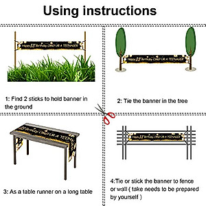 HOWAF Happy 13th Birthday Banner, Official Teenager Sign 13 Years Old Party Home Indoor Outdoor Decoration Teen Birthday Party Supplies Photo Prop Backdrop, 9X1.2 Feet