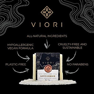 VIORI Native Essence Unscented Shampoo Bar, Conditioner Bar, and Bamboo Holder Set (Includes Bamboo) - Handcrafted with Longsheng Rice Water & Natural Ingredients - Sulfate-free, 100% Vegan
