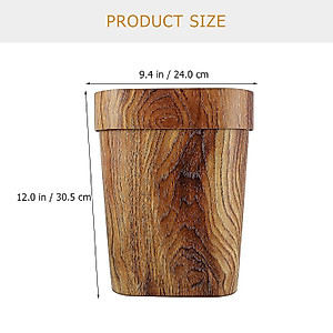 NALsa Retro Imitation Wood Trash can Without lid Waste Paper Basket Wood Grain Trash can Waste Paper Trash can Household Trash can Bath