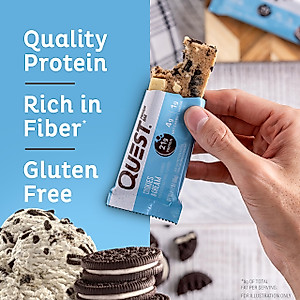 Quest Nutrition Cookies & Cream Protein Bars, High Protein, Low Carb, Gluten Free, Keto Friendly, 12 Count