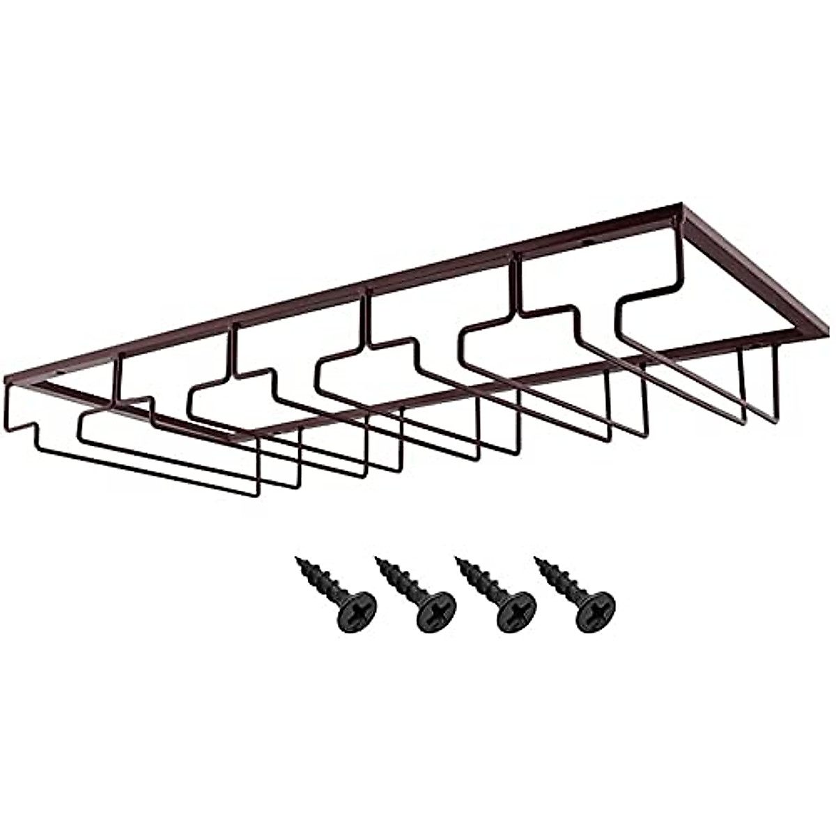 Wine Glass Shelf, Upside-down Home Goblet Iron Art Shelf, Wine Glass Hanging Storage Rack(Brown, 5 Rows 1 Pack)