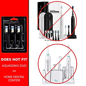 AquaSonic Proflex Replacement Brush Heads | for Whiter Teeth & Gum Care | Compatible with Many AquaSonic Toothbrush Handles (3 Pack Black)