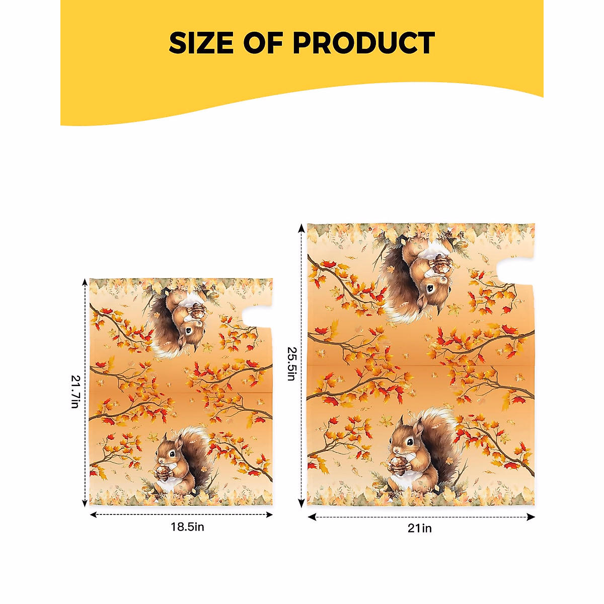 Fall Squirrels Magnetic Mailbox Covers Standard Size 18x21 Inch, Maple Leaves Autumn Mailbox Wraps Mailbox Post Cover Seasonal Fall Thanksgiving Holiday Mailbox Decor for Outside Garden Yard