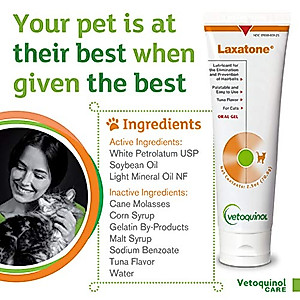 Vetoquinol Laxatone: Oral Hairball Lubricant Gel for Cats – Tuna-Flavored, 2.5oz