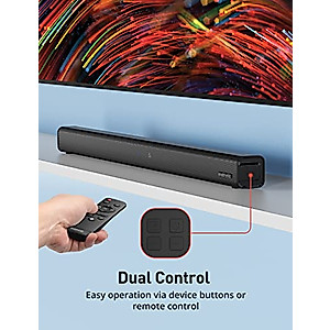 Sound Bars for TV, Wireless Bluetooth 5.3 Sound Bar TV Speaker, TV Audio 3 Equalizer Modes, Opt/AUX/ARC Connection, DSP Bass Stereo Audio with Remote Control, Wall Mountable for Home, TV, PC
