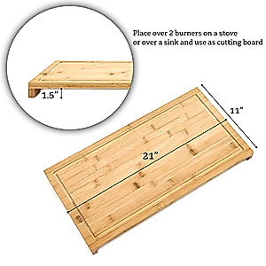 Trademark Innovations 21.5" Bamboo Sink and Stove Burner Cover & Cutting Board