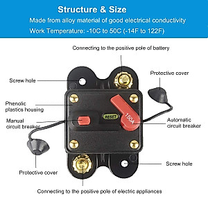 WOHHOM 150Amp Circuit Breaker Manual Reset Fuse holder, 30A-300A 12V-24V DC Protection Reset Fuse for Trolling Motor Auto Car Marine Boat Stereo Audio Inline Fuse Inverter (150A)