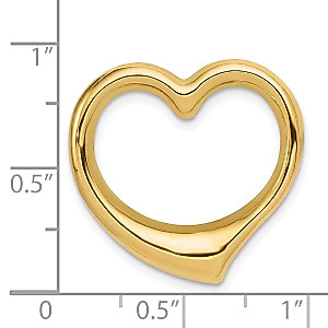 IceCarats 14K Yellow Gold Heart Love Floating Chain Slide Pendant Necklace Charm 24mm x Only