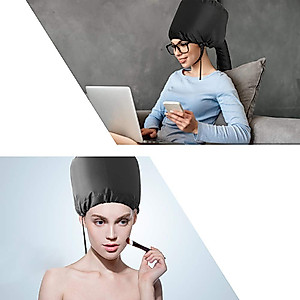 Bonnet Hair Dryer, ZEEFOO Portable Hooded Hair Dryer Attachment Cap for Styling, Curling and Hair Deep Conditioning, Soft Adjustable Large Hooded Bonnet for Hand Held Hair Dryer, Black