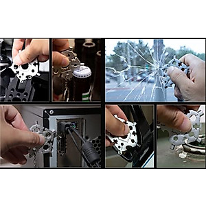 Pentagon Snowflake Multi Tool 23-in-1Carbon Steel Snowflake Handy Tool With Keyring,Portable Screwdriver/Wrench/ Bottle Opener Multitool Funny Gifts (Pentagonal snowflake（Silver）)