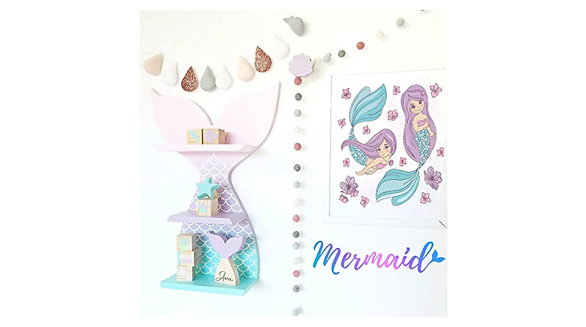Whimsical Mermaid Floating Shelves for Kids' Rooms and Nurseries
