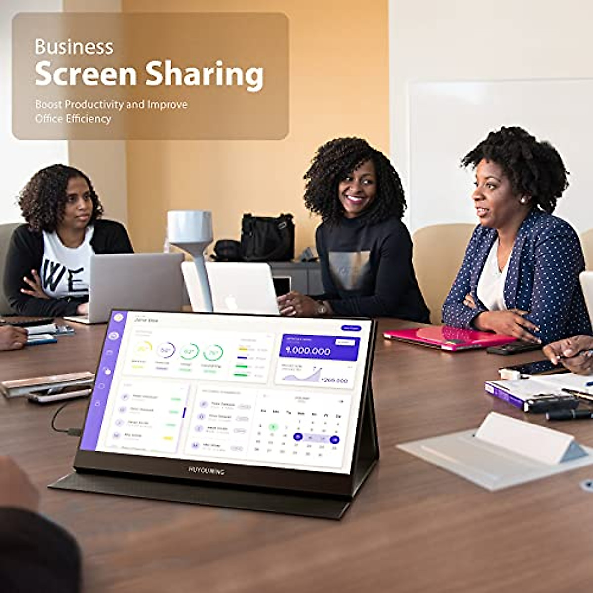 huyouming Portable Monitor - 13.3" 1080P FHD USB-C Laptop Monitor IPS HDMI Gaming Monitor - Narrow Bezel Travel Monitor with Smart Cover, Slim Computer Display External Monitor for Laptop Phone