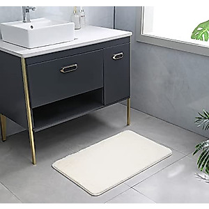 FANXINEY Fluffy Area Rugs Bathroom Soft Shaggy Fuzzy Mat Living Room Rabbit Fur Rug Carpet,16''x24''Machine Washable Non-Slip for Kitchen Bedroom Shower Kids Room 40X60cm/White