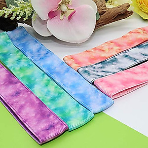 FROG SAC 6 PCS Tie Dye Headbands for Girls, Elastic No Slip Adjustable Rainbow Hair Bands for Girl Teens, Stretch Head Bands for Women, Cute Non Slip Hair Accessories Party Favors for Kids