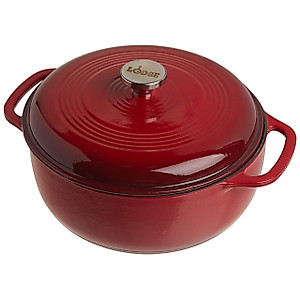 Lodge EC6D43 Enameled Cast Iron Dutch Oven, 6-Quart, Island Spice Red & Enameled Cast Iron and Stoneware Care Kit, 12 oz