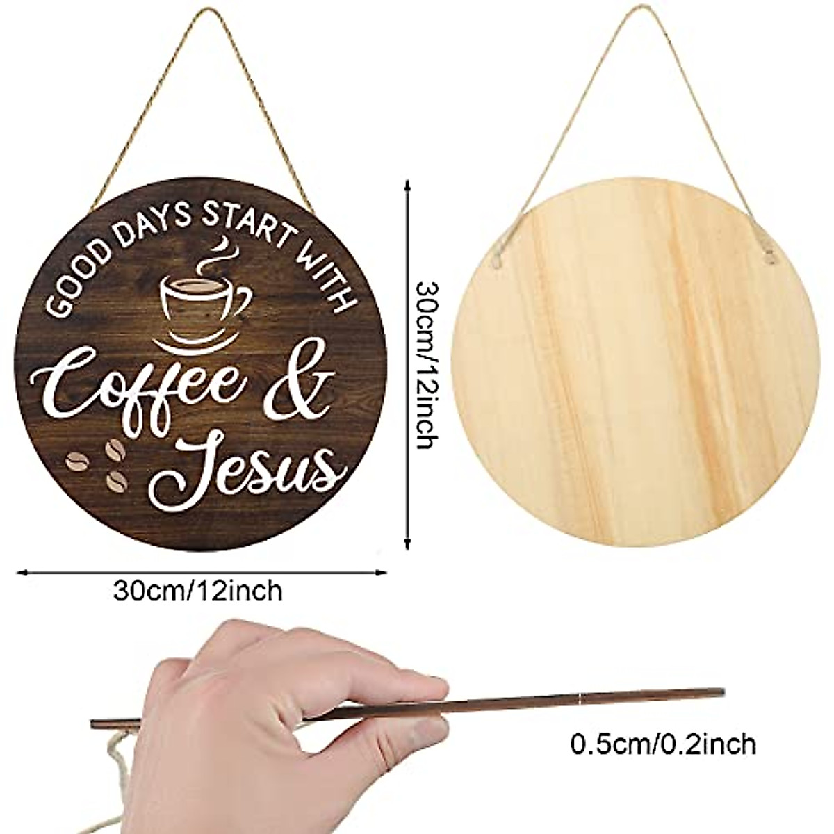Coffee Bar Sign Coffee Decor Coffee Wooden Sign Hanging Coffee Decor Coffee Sign Plaque for Farmhouse coffee bar Kitchen Accessories Coffee Lover (Rustic Good Days Start with Coffee & Jesus)