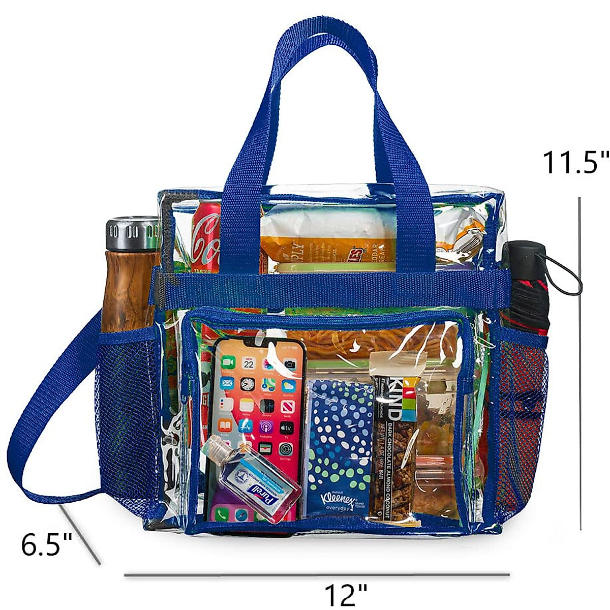 SP HOME GOODS Stadium Approved Clear lunch Bag (Large) with Adjustable Strap, Front Storage Compartment, and Mesh Pockets