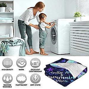 Personalized Mermaid Blanket Custom Name Blanket for Girls Women Customized Mermaid Tail Scale Blanket Cute Animal Soft Cozy Lightweight Fleece Throw Blanket Birthday Gift For Sofa Bed XS For Toddlers