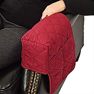 Home-X Left Couch Armrest Cover with 2 Storage Pockets, Sofa or Loveseat Organizer, Burgundy, 9 ½” L x 5” W